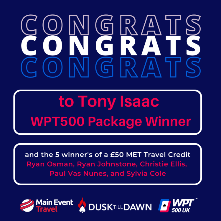 Tony Isaac wins WPT500 prize package worth £800 in MainEventTravel ...